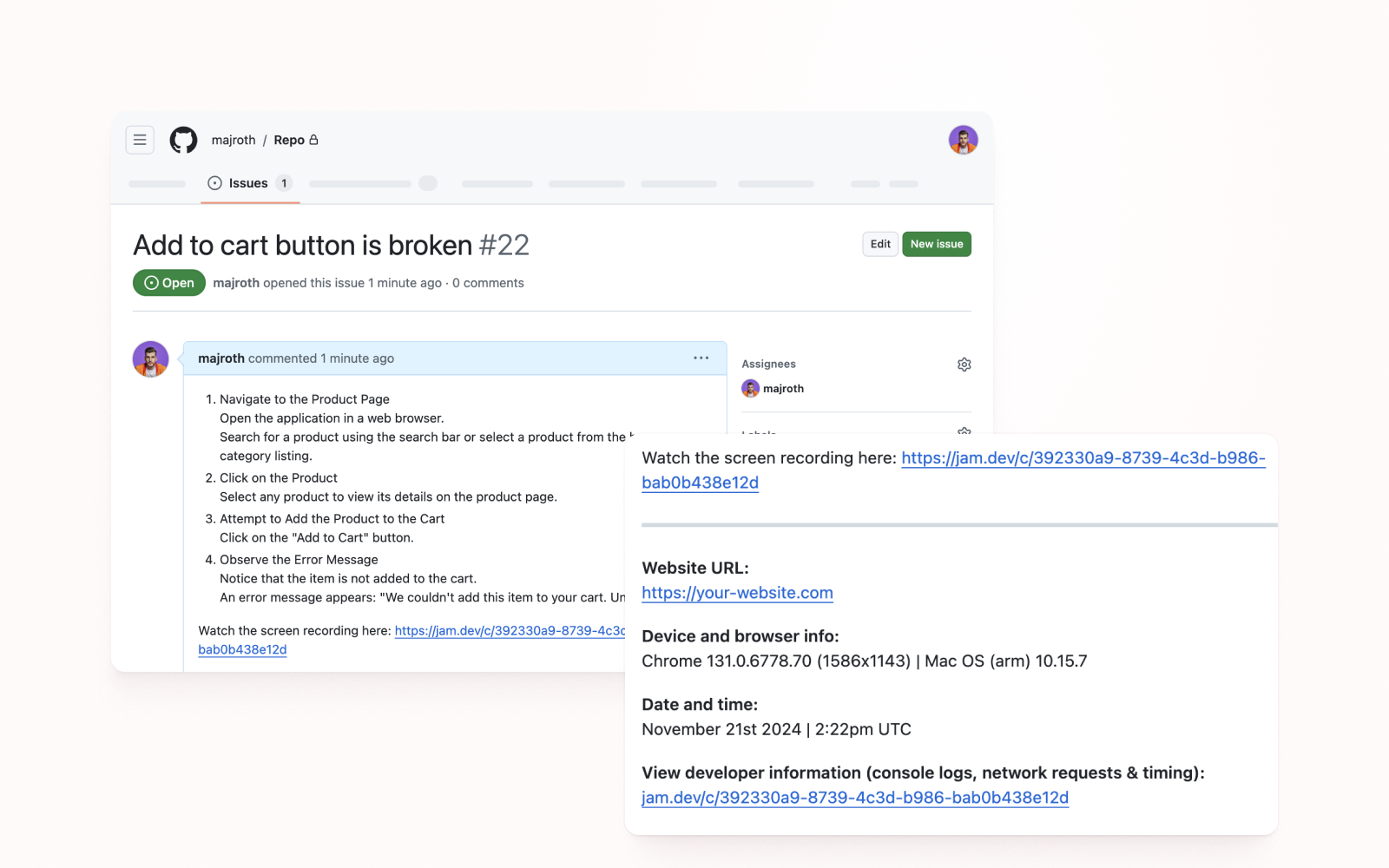 Jam.dev · GitHub Marketplace · GitHub Jam.dev · GitHub Marketplace · GitHub