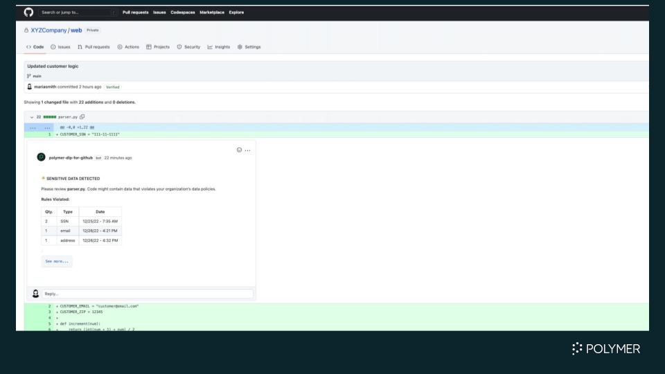 Polymer DLP for GitHub · GitHub Marketplace · GitHub Polymer DLP for GitHub · GitHub Marketplace · GitHub